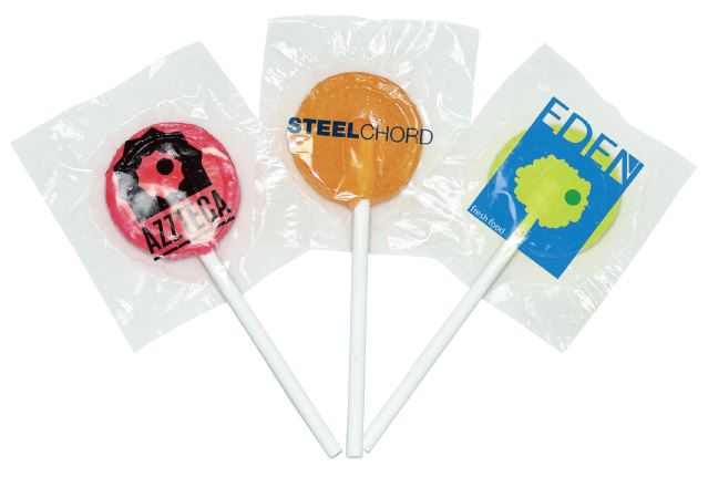 Flat Lollies With Printed Labels | UK Corporate Gifts